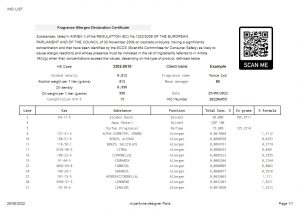 INCI certificates - Perfume manufacturer made in France